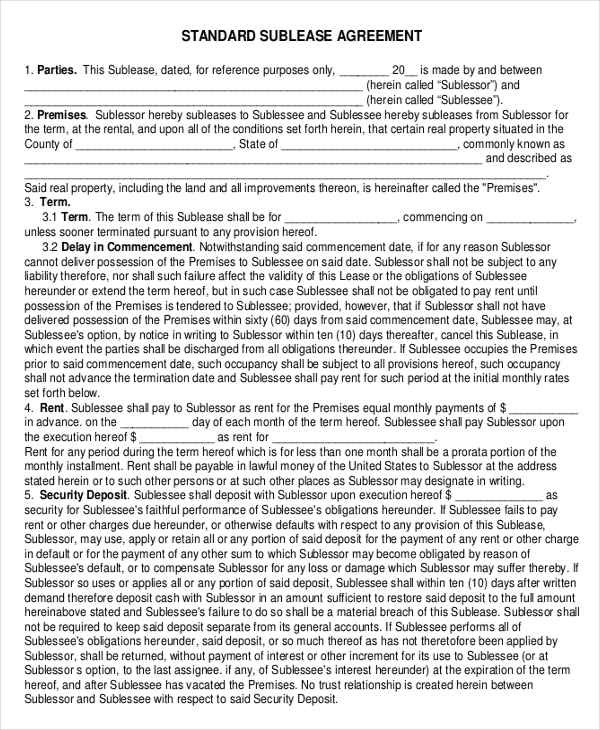13 Sublease Agreement Templates Word PDF Pages