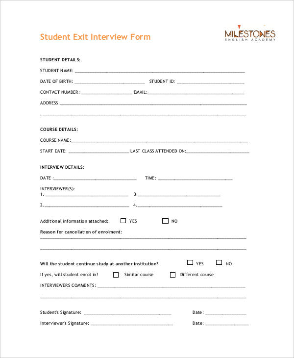Exit Interview Form 12 PDF Word Documents Download