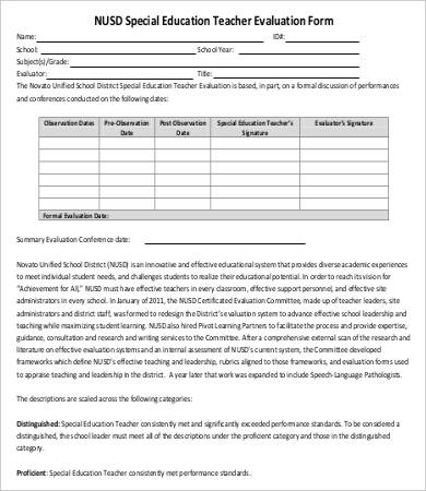 12+ Teacher Evaluation Forms - PDF, DOC