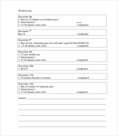 Workout Log Template - 8+ Free Word, PDF Documents Download