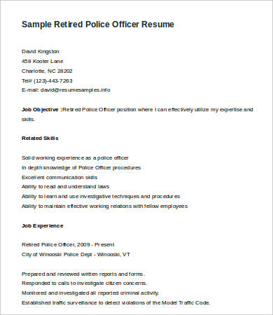 6+ Police Officer Resume Templates - PDF, DOC