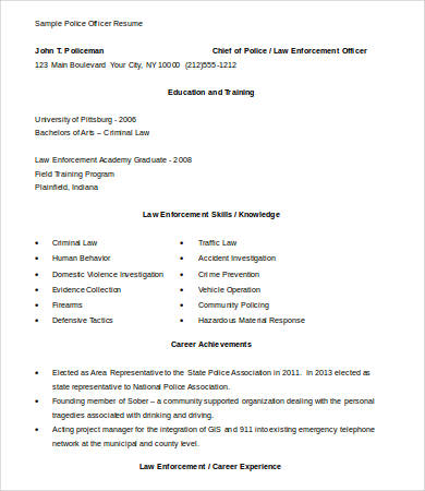 6+ Police Officer Resume Templates - PDF, DOC