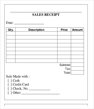 Sales Receipt Template -13+ Free PDF, Word Documemts Download