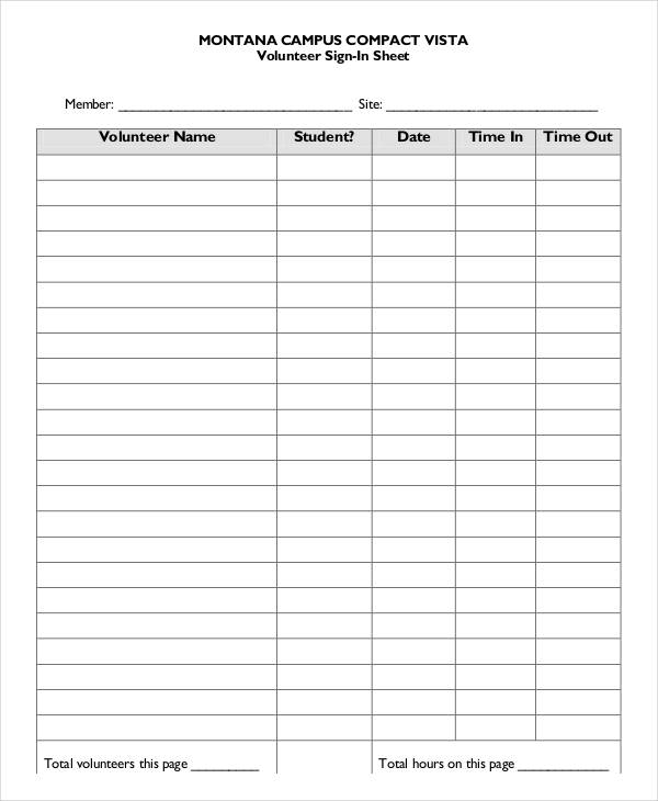 Volunteer Sign In Sheet Printable Volunteer Sign Up Sheet Etsy UK