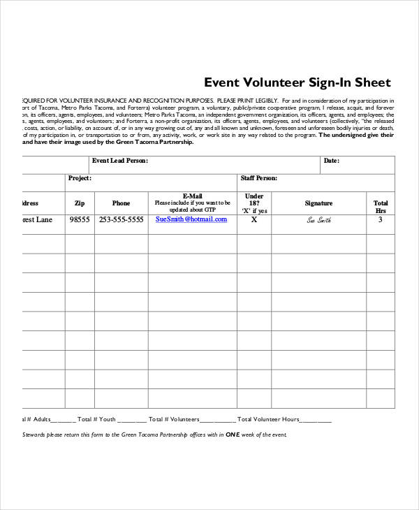 Volunteer Sign-In Sheet Templates - 14+ Free PDF Documents Download