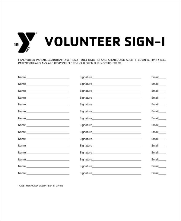 Volunteer Sign-In Sheet Templates - 14+ Free PDF Documents Download