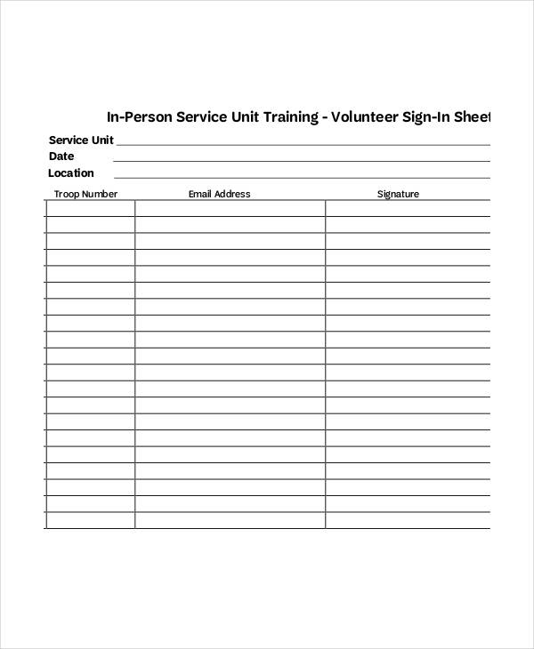 Volunteer Sign-In Sheet Templates - 14+ Free PDF Documents Download