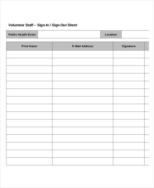 Volunteer Sign-In Sheet Templates - 14+ Free PDF Documents Download