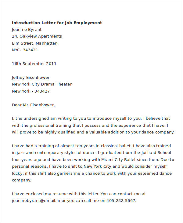 7 Letter Of Introduction For Job Free Word PDF Documents Download