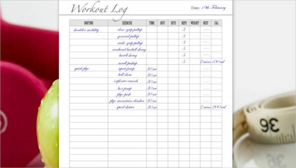Free Workout Log Template Excel Excel Templates