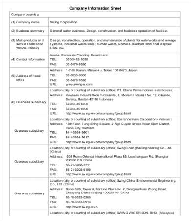 Information Sheet Template - 21+ Free Sample, Example Format Download