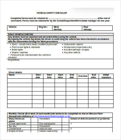 20+ Vehicle Checklist Templates in Word