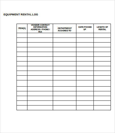 Equipment Log Template - 11+ Free Word, Excel, PDF Format Download