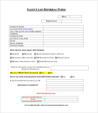 Referral Form Template - 9+ Free PDF Documents Download