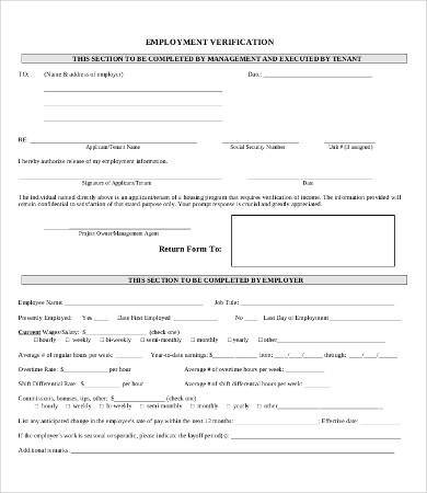 Employment Verification Form - 12+ Free Word, PDF Documents Download