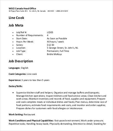 17+ Line Cook Job Description Templates - PDF, DOC