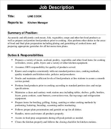 17+ Line Cook Job Description Templates - PDF, DOC