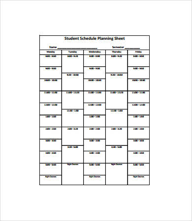College Class Schedule Template - 6+ Free PDF Documents Download
