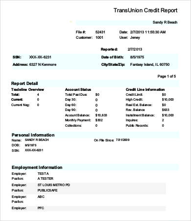 16 Best Free Credit Report Templates Free Word PDF Docs