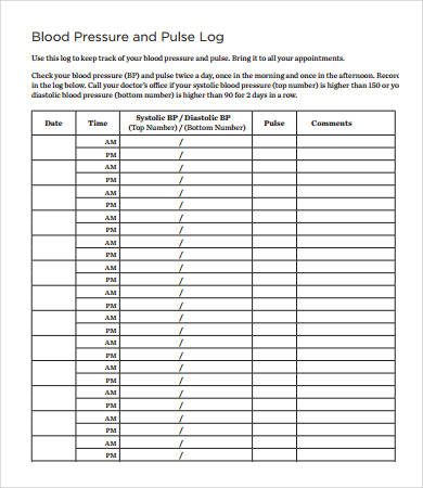 Sample Blood Pressure Log - 7+ Free PDF Download Documents