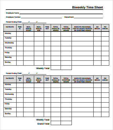 Weekly Timesheet - 8+ Free PDF Documents Download