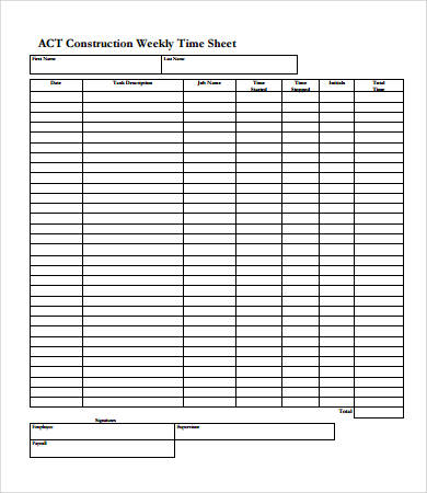 Weekly Timesheet - 8+ Free PDF Documents Download