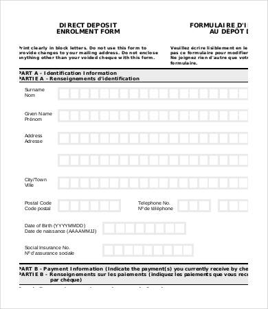 Direct Deposit Form Template - 9+ Free PDF Documents Download