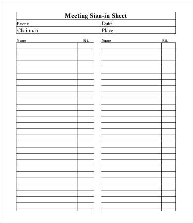 Meeting Sign In Sheet Template - 13+ Free PDF Documents Download