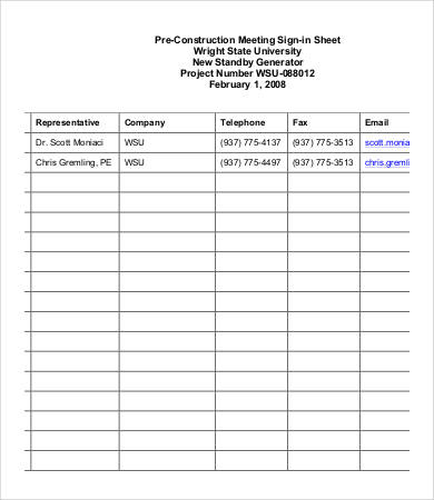 Meeting Sign In Sheet Template - 13+ Free PDF Documents Download