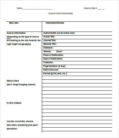 Cornell Notes Template Word - 5+ Free Word Documents Download