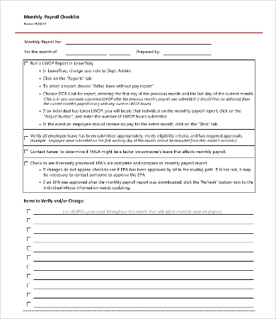 Monthly Checklist Template - 8+Free PDF Documents Download