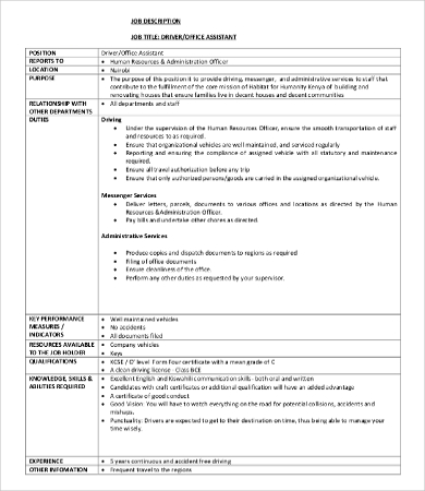 11+ Driver Job Description Templates - PDF, Docs, Word
