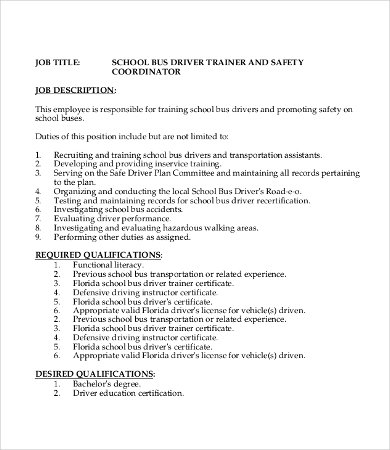 11+ Driver Job Description Templates - PDF, Docs, Word