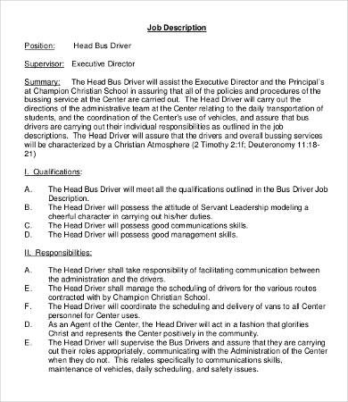 11+ Driver Job Description Templates - PDF, Docs, Word