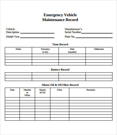 Vehicle Maintenance Log - 7+ Free PDF, Excel Documents Download