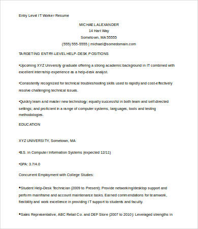 9+ Entry Level Resume Templates - PDF, DOC