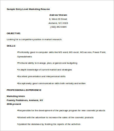 9+ Entry Level Resume Templates - PDF, DOC