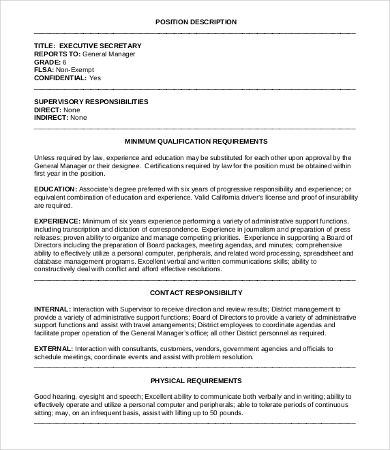 10+ Secretary Job Description Templates - PDF, DOC