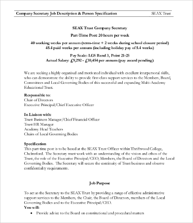 10+ Secretary Job Description Templates - PDF, DOC