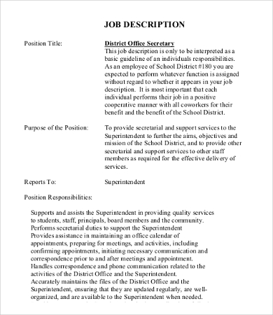 10+ Secretary Job Description Templates - PDF, DOC