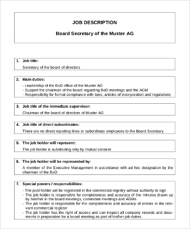 10+ Secretary Job Description Templates - PDF, DOC