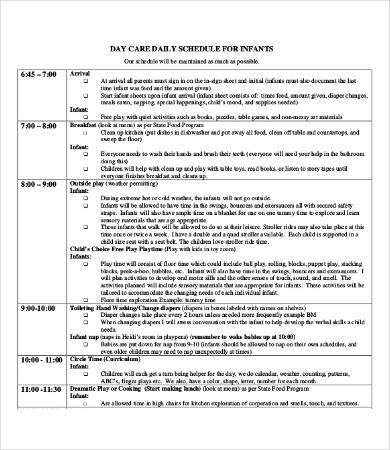 Daycare Schedule Template - 7+ Free Word, PDF Format Download
