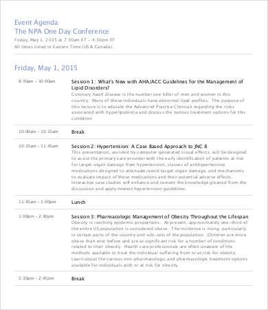 Conference Agenda Template - 9+ Free Word, PDF Documents Download