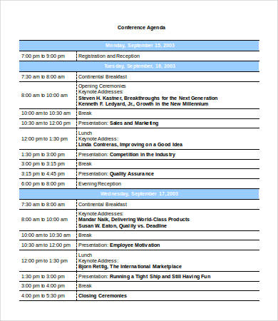 Conference Agenda Template - 9+ Free Word, PDF Documents Download