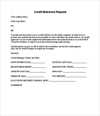 Credit Reference Letter - 9+ Free Word, PDF Documents Download