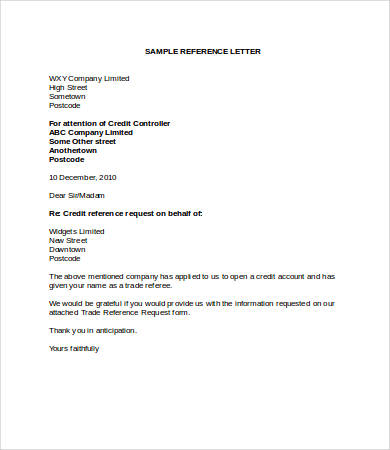 Credit Reference Letter - 9+ Free Word, PDF Documents Download