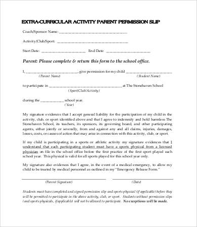 Permission Slip Templates - 17+ Free Word, PDF Documents Download