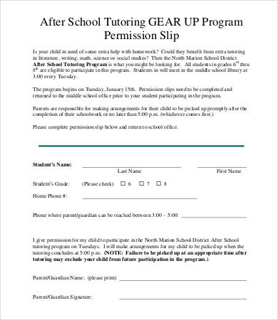Permission Slip Templates - 17+ Free Word, PDF Documents Download