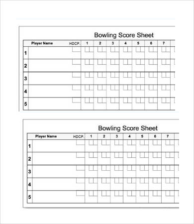 Bowling Score Sheet Templates - 9+ Free Word, PDF, Excel Documents Download