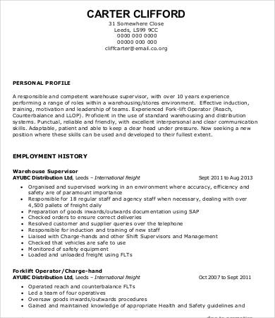 Warehouse Worker Resume - 8+ Free Sample, Example, Format